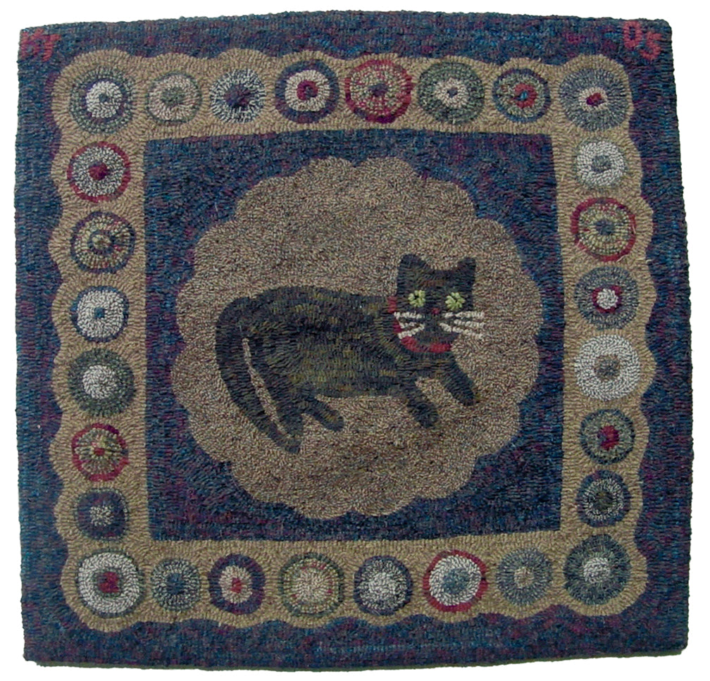 Cat on Mat with Pennies (#5 ) – Black Sheep Wool Designs