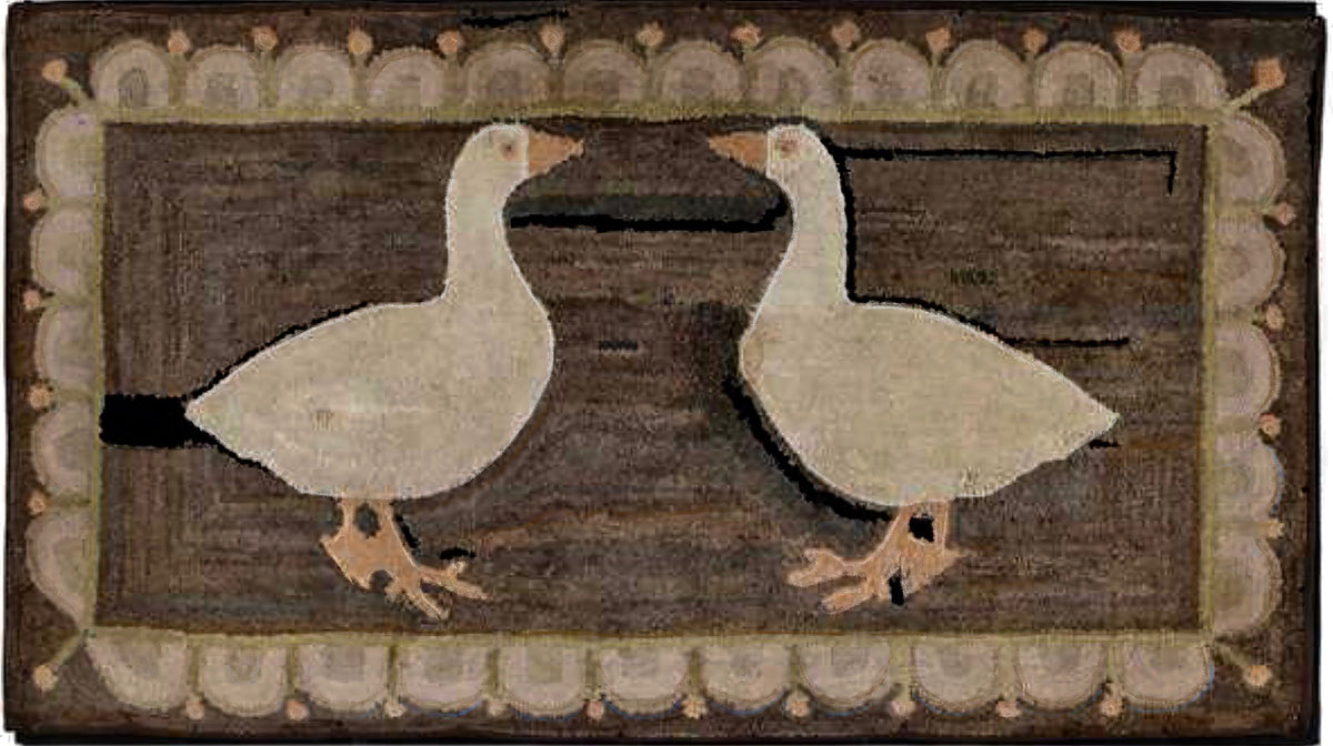 Two Geese with Swag Border (#485) – Black Sheep Wool Designs